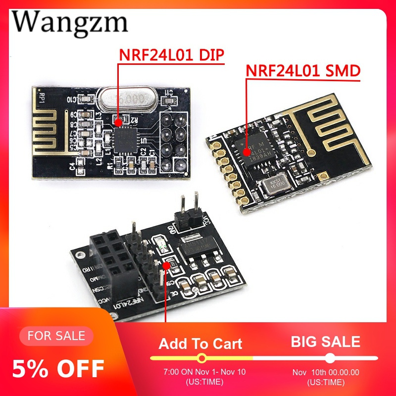 NRF24L01 + Wireless Data Transmission Module 2.4G / NRF24L01 Upgraded Socket Adapter | Shopee ...
