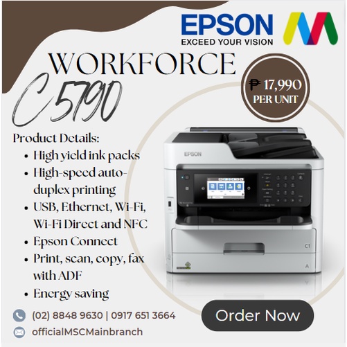 Epson WorkForce Pro WF-C5790 Inkjet Printer | Shopee Philippines