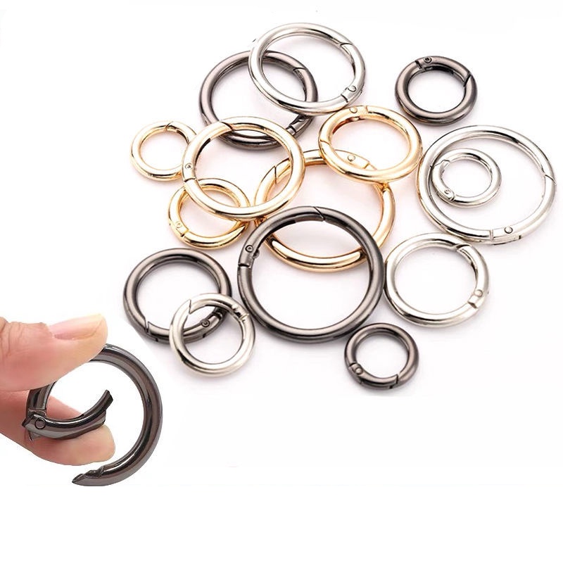 Metal Round Buckle Thick O Ring Spring Coil Open Bag Accessories Key ...