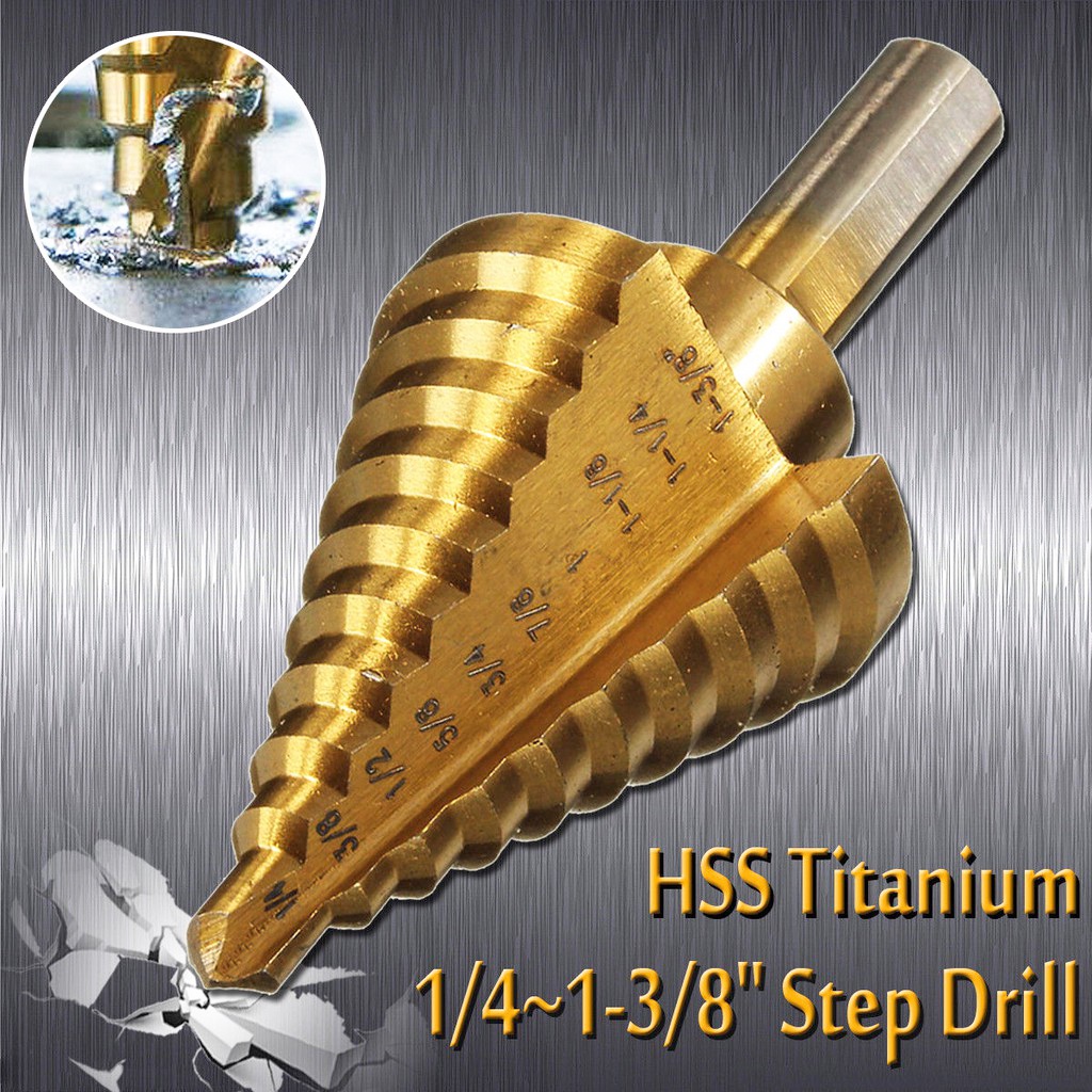 1/4 to 1-3/8 Inch Titanium 10 Step Drill Bit HSS Drill Cone Bits for ...