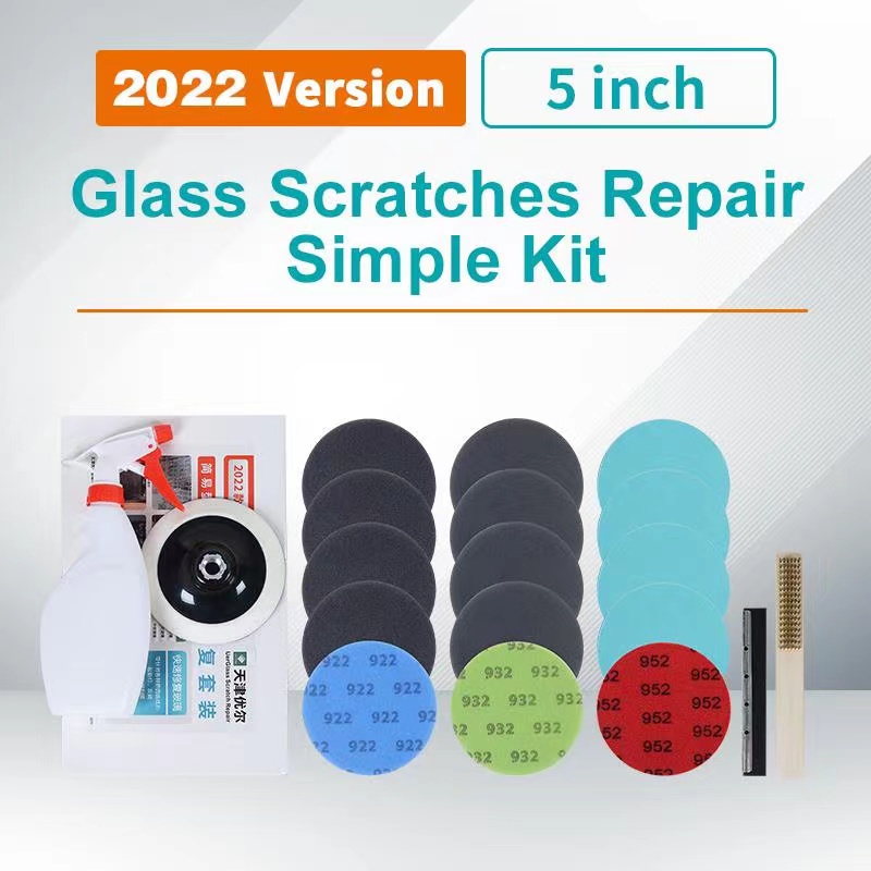 Uerglass Glass Scratches Repair Simple Kit w/ 3 Type of Abrasive Pads ...