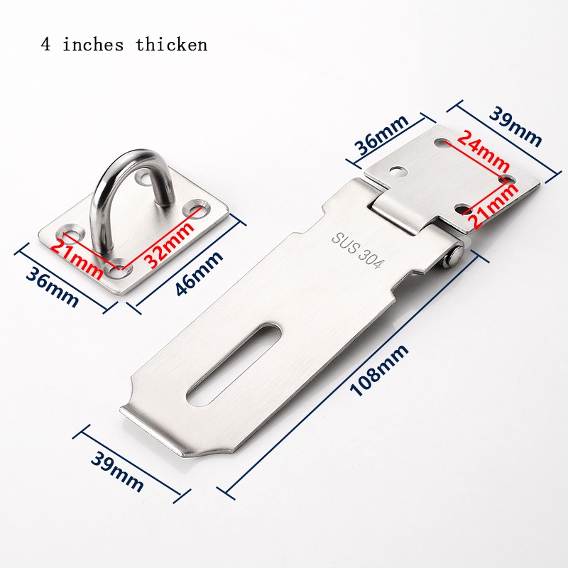 Stainless Steel 90 Degree Hasp Nail Door Shed Latch Safety Padlock Gate ...