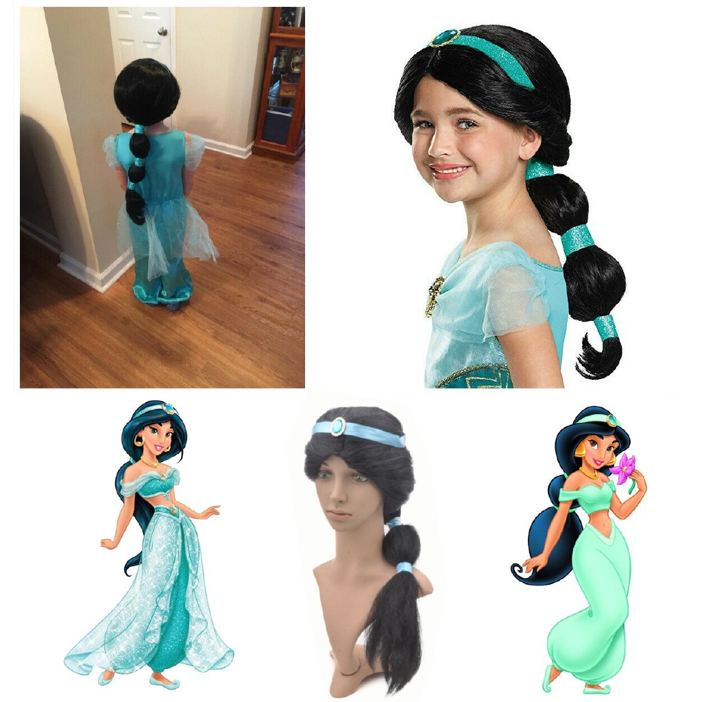 Children Aladdin Wig Jasmine Princess Wig Arabian Diss Princess Cosplay ...