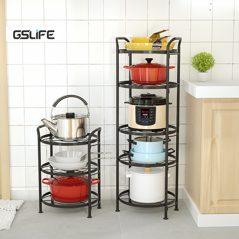 GSlife Pots & Pans Rack Kitchen Countertop Organizer Holder Cookware ...