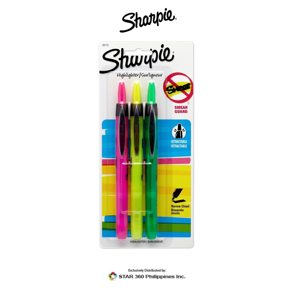 Sharpie Retractable Highlighter Assorted 3ct | Shopee Philippines