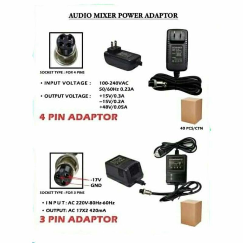 AUDIO MIXER POWER ADOPTOR 4 PIN & 3 PIN BRANDNEW | Shopee Philippines