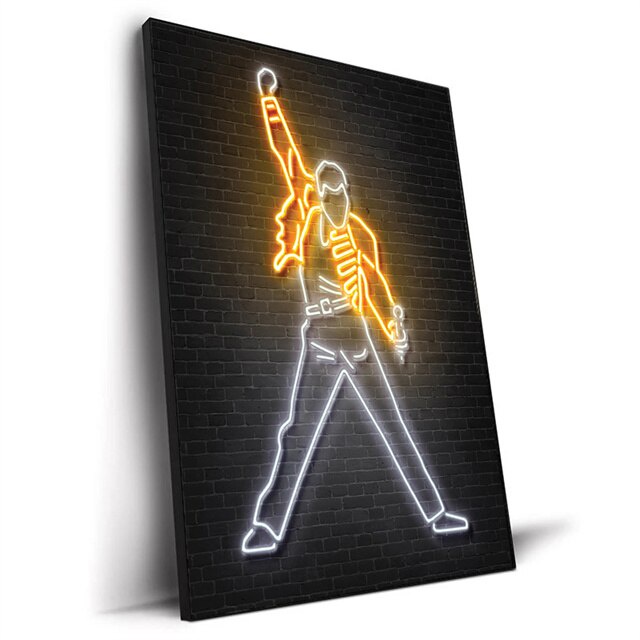 Abstract Neon Design Rapper Star Posters 2Pac Hip Hop Singers Wall Art ...