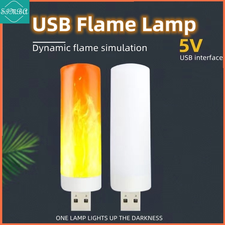 Portable USB Flame Lamp Candle Light Soft Light Eye Protection Night ...