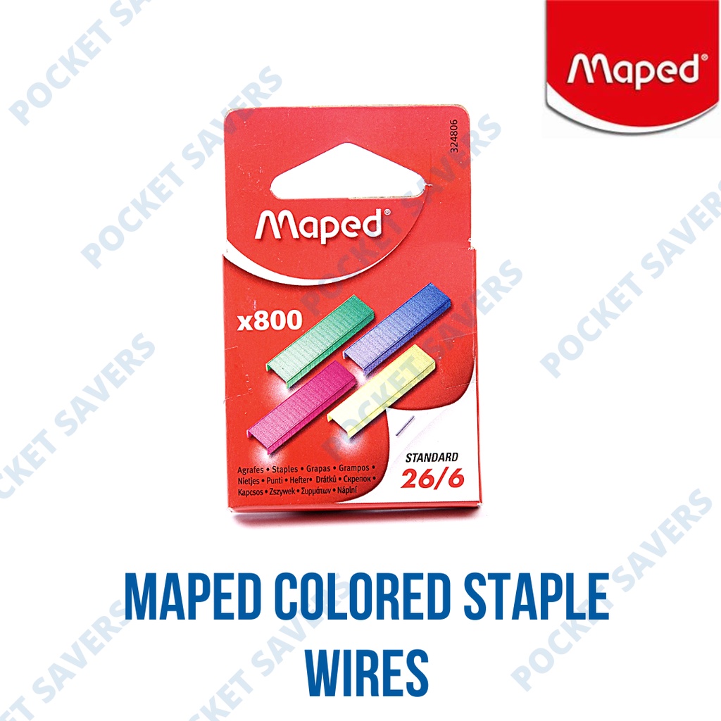 MAPED Colored Staple Wire 26/6, 800 pieces (Assorted Colors, Metal ...
