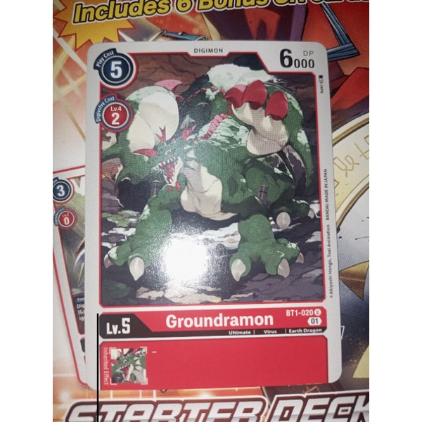 Groundramon Uncommon English Version BT1 020 Digimon TCG Trading Card Game Original Card ...