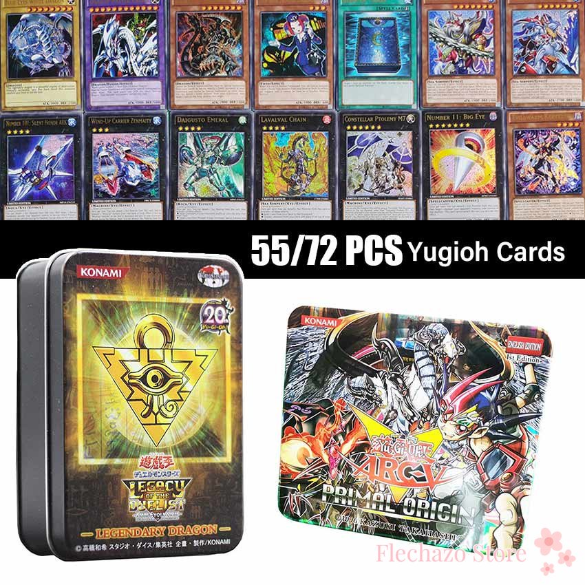 55/72PCS Yugioh Cards with Tin Box Holographic English Version Golden ...