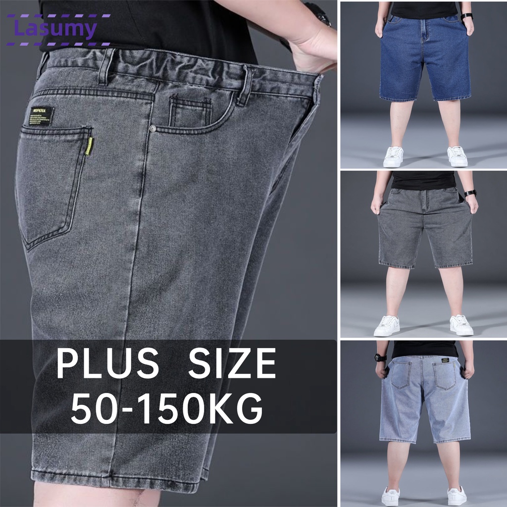 50-150KG Plus Size Denim Shorts Men Summer Loose Trendy Five-Point ...