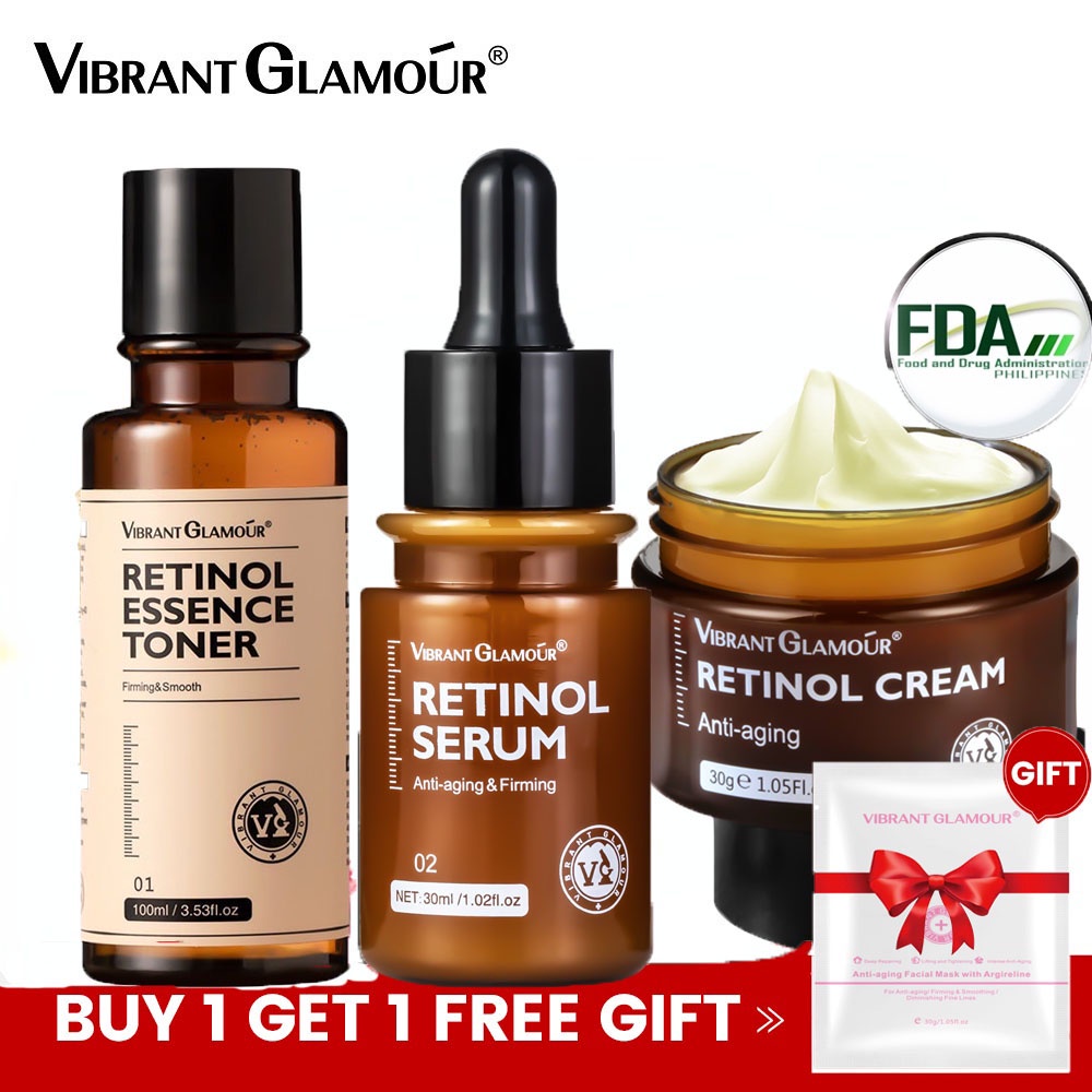 VIBRANT GLAMOUR FDA Natural Retinol Sets Face Cream+Facial Serum ...