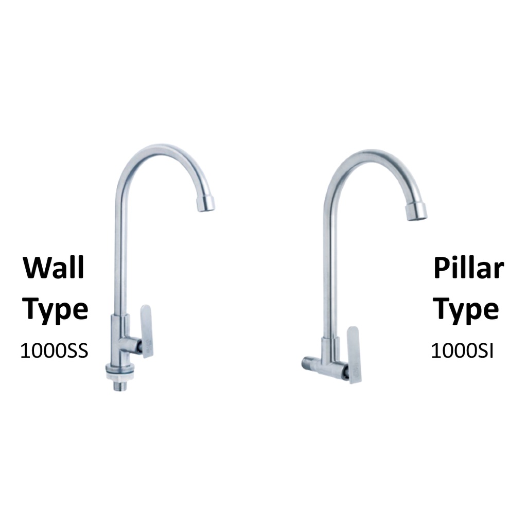 Isano Stainless Steel Swan Neck Tap 1/2" (Wall / Pillar Type) SUS304 ...