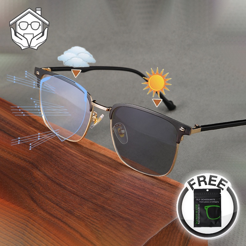 Photochromic Anti Radiation Square Glasses For Men Women Business ...