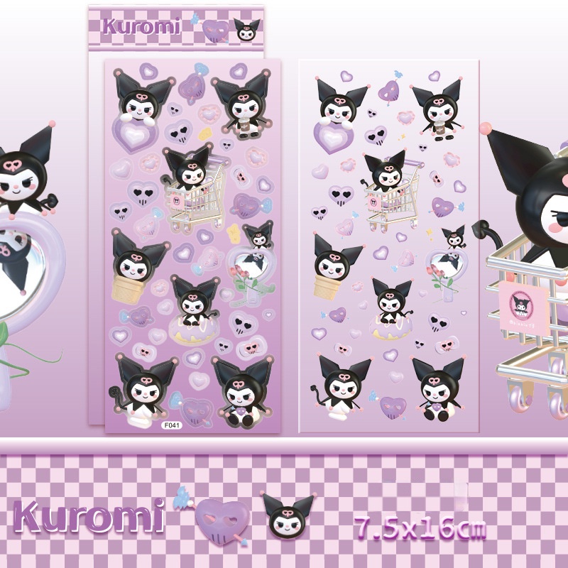 Sanrio 3D Sticker Cartoon Shopping Cart Modeling Kuromi Cinnamoroll PVC ...