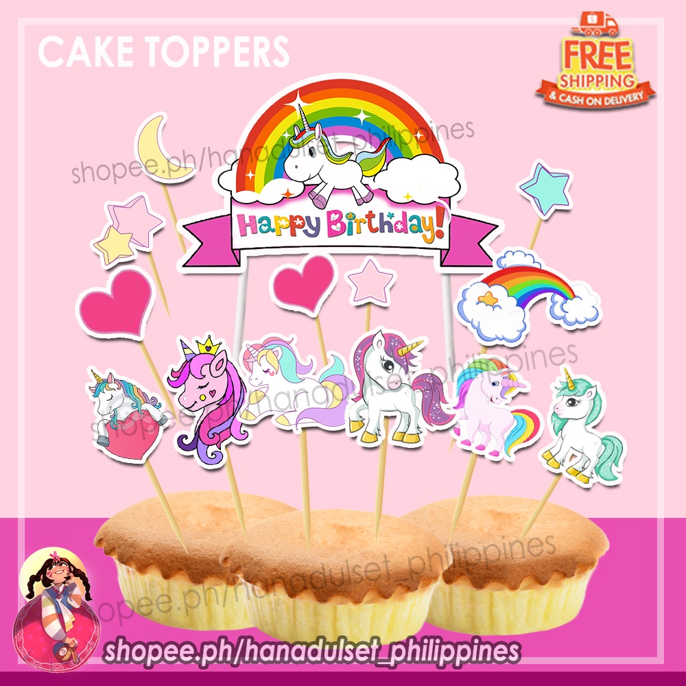 Unicorn Topper | Cake Topper | Unicorn cup cake toppers | [SET] ♥ ...