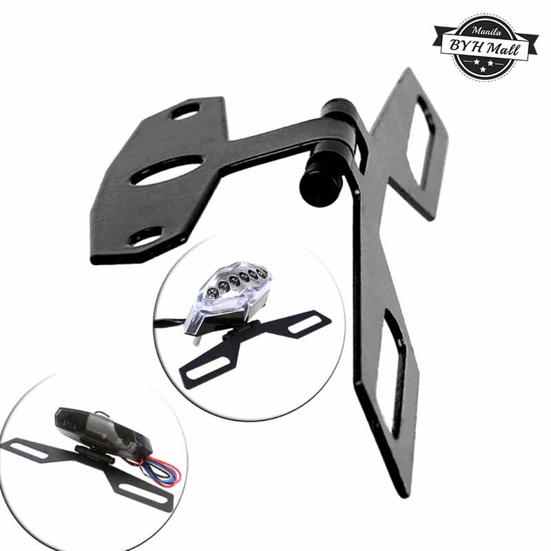 Adjustable License Plate Bracket Fold Tail Light Mount Holder Folding ...