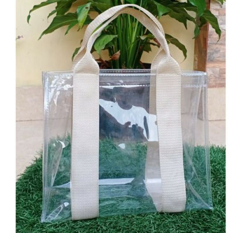 Transparent TOTE BAG, Thick Korean Mica BAG, WAEBEING Strap, 25CM, 10Cm ...