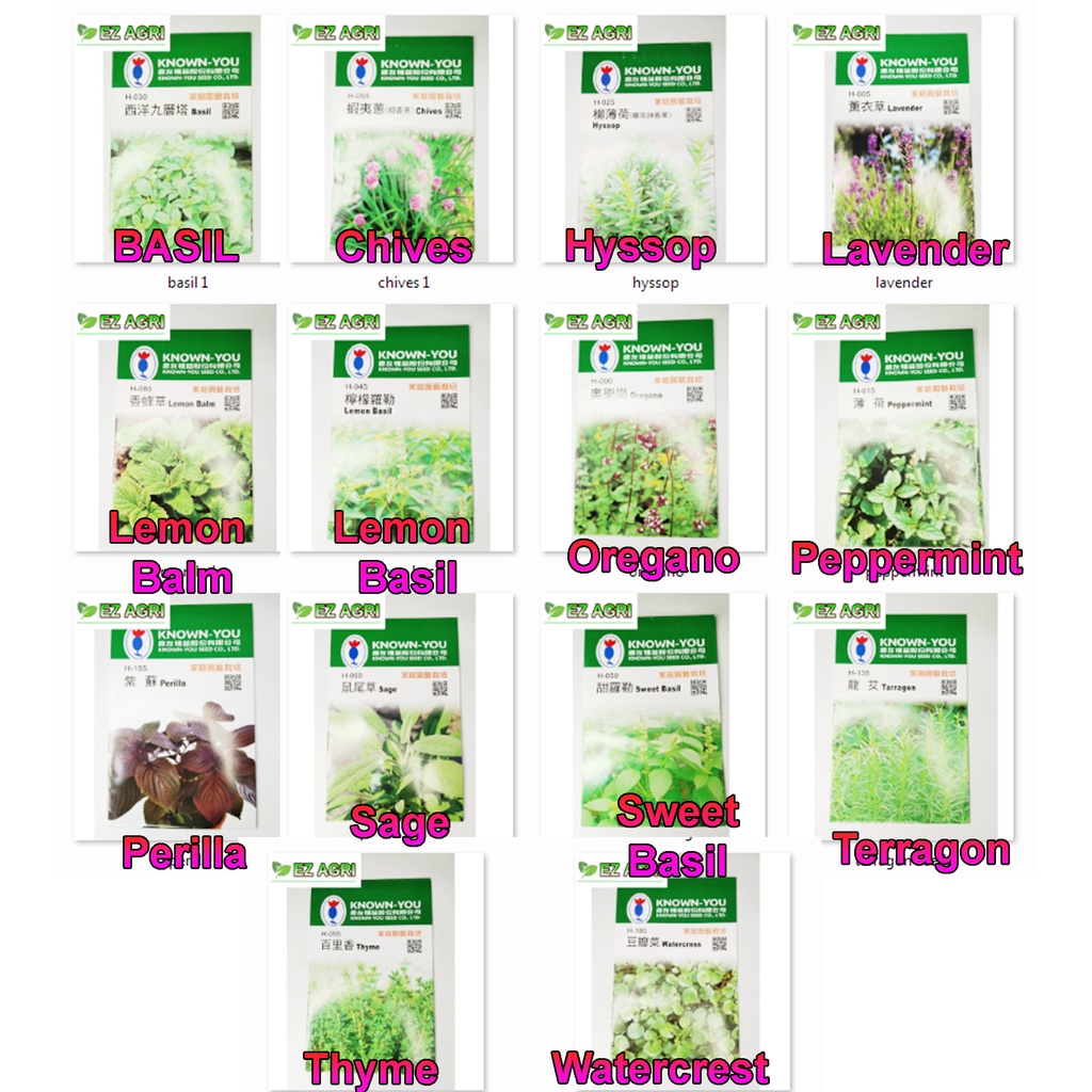herb seeds chives sage tarragon watercress sweet lemon basil hyysop ...