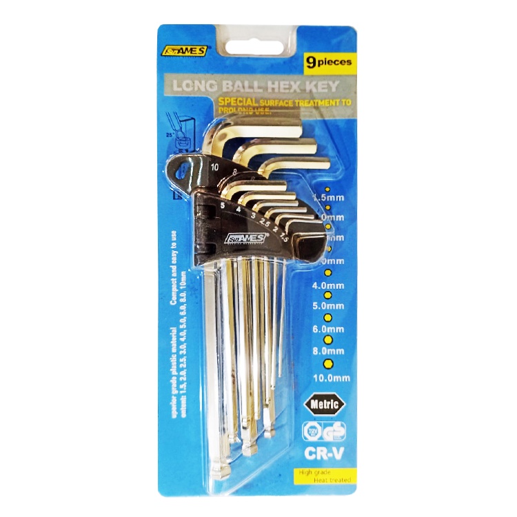 Ame's Allen Wrench Ball Point Hex Key Set (9 pcs) | Shopee Philippines
