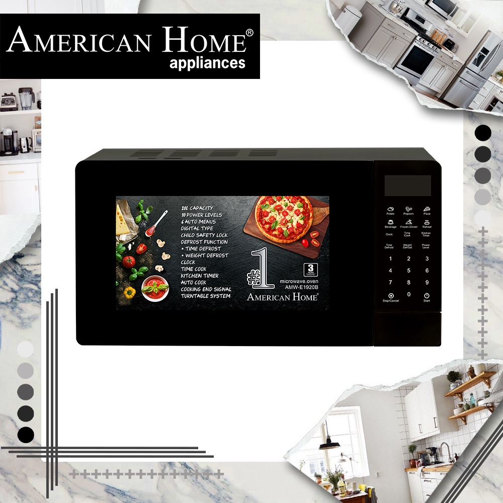 American Home AMW-E1920B Microwave Oven 20 Liters Black | Shopee ...