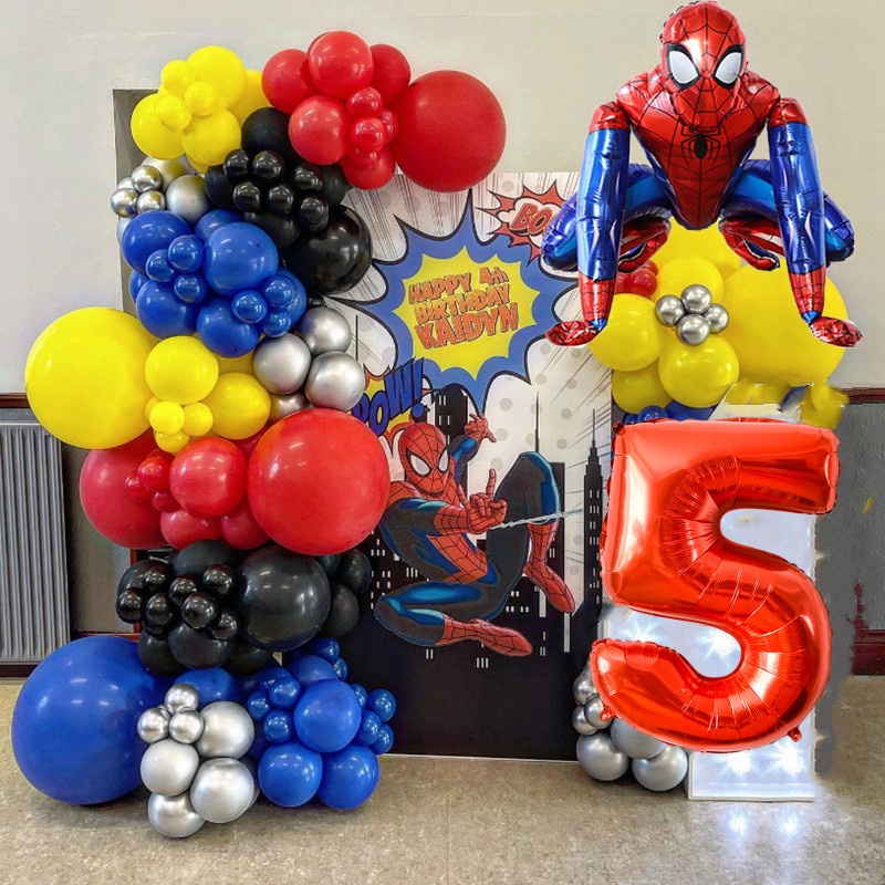 53pcs/Set Spiderman Balloon Garland Arch Kit 3D Giant Spiderman Foil ...