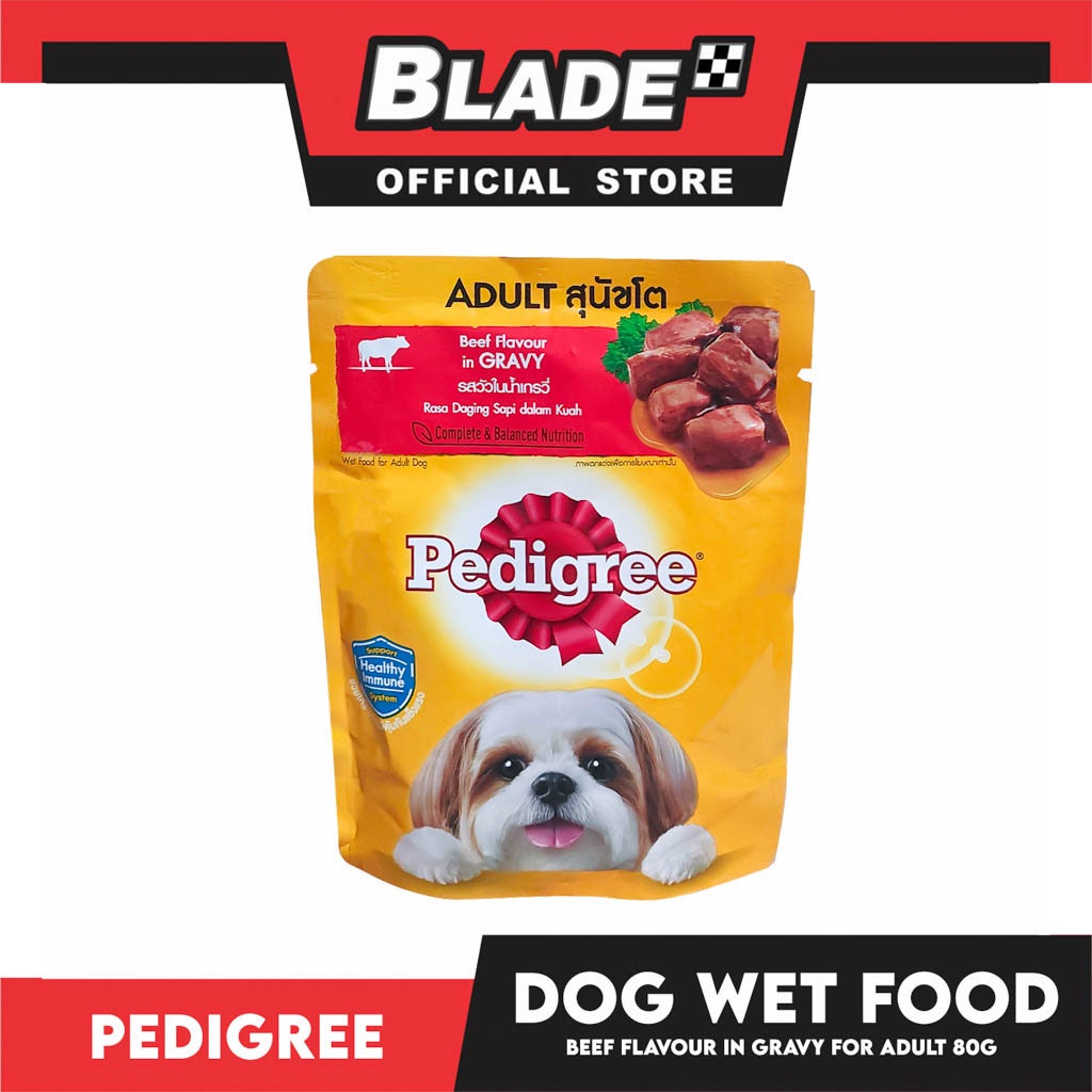 Pedigree Beef Flavor in Gravy for Adult Dog Wet Food 80g | Shopee ...