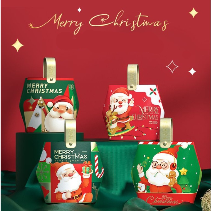 1pc Santa Claus Carton Christmas Eve Leather Tote Box Gift & Wrapping ...