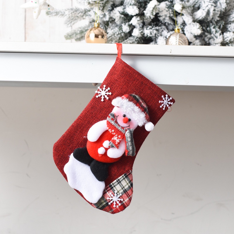 Large Christmas Socks Santa Claus Snowman Elk Candy Gift Bag Xmas Tree ...