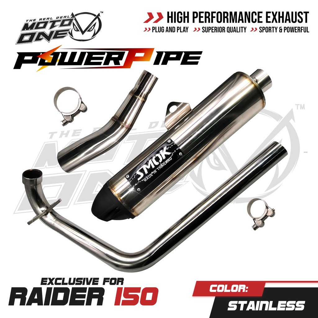 MOTO ONE SMOK THAILAND POWER CHICKEN MUFFLER PIPE FOR RAIDER 150 BLACK ...