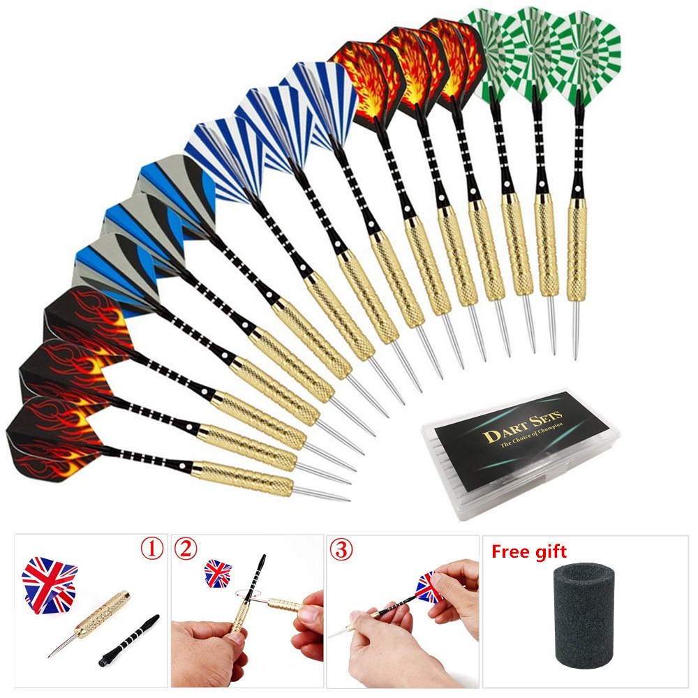 GOODARTS 15 pieces Steel Tip Dart Pin with Dart sharpener | Shopee ...