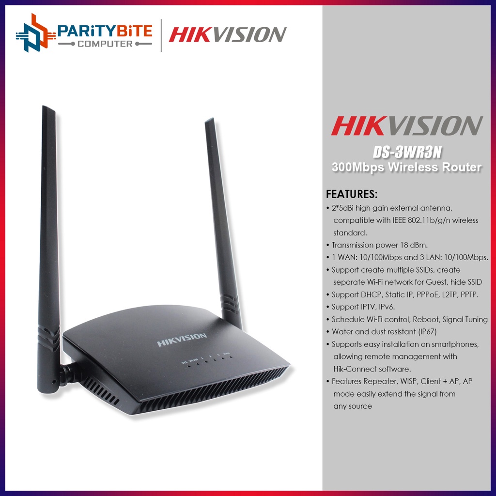 Hikvision DS-3WR3N 11N 300M Wi-Fi 4 Wireless Router | Shopee Philippines