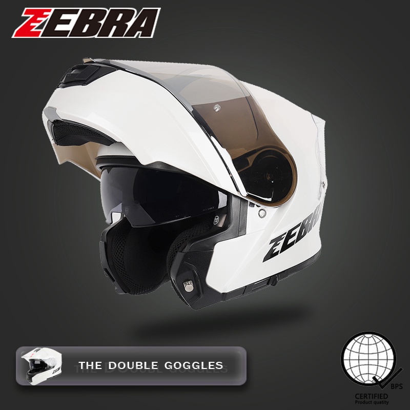 Zebra 869 Helmet Dual Lens Flip Up Racing Unisex Standard Motorcycle ...