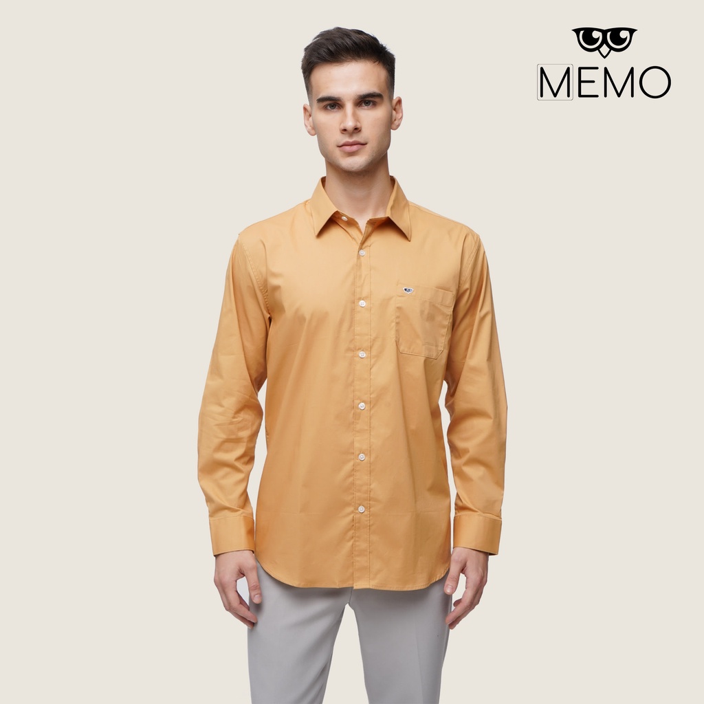 Memo Ultimate Basics Easy Fit Long Sleeve Shirt For Men (Khaki ...