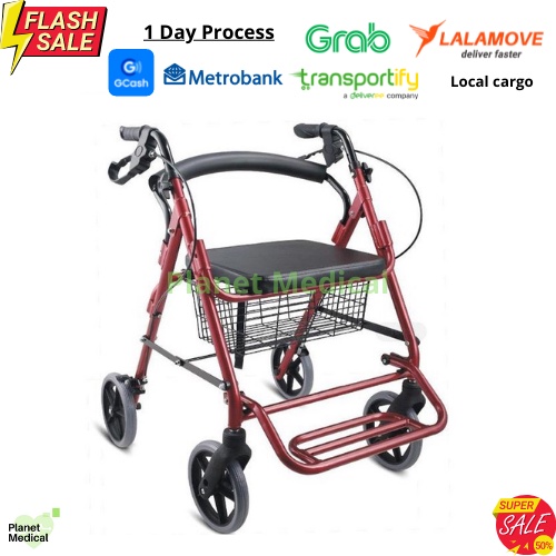 Rollator Walker with Footrest Basket Medical Wheelchair 3 in 1 | Shopee ...