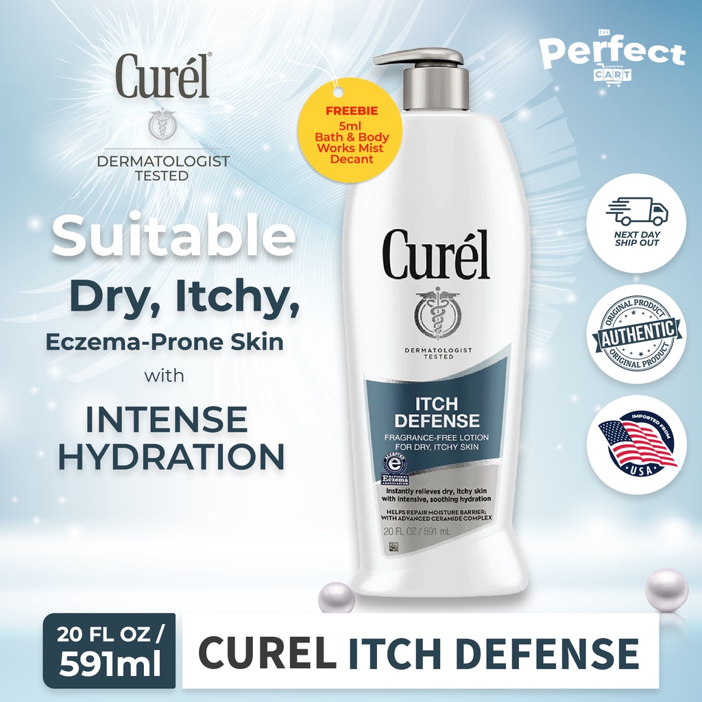 Curel Itch Defense Body Lotion for Dry Itchy Skin Unscented 20 oz ...