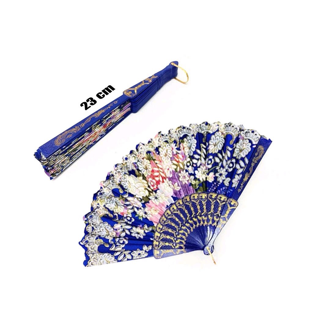 Flower Curve Floral Design Plastic Folding Fan Color Frame Color Full ...
