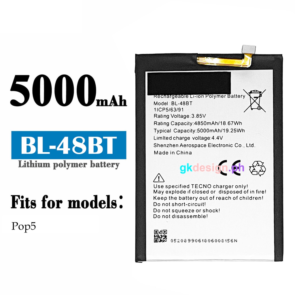 Tecno Pop5 Pop 5 LTE Battery BL-49FT BL-48BT Battery | Shopee Philippines