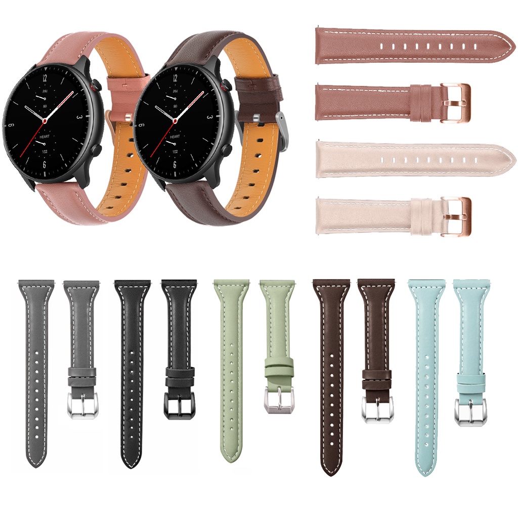 20mm 22mm Leather Band Strap for Huami Amazfit GTR Mini GTR3 GTR4 Pro ...