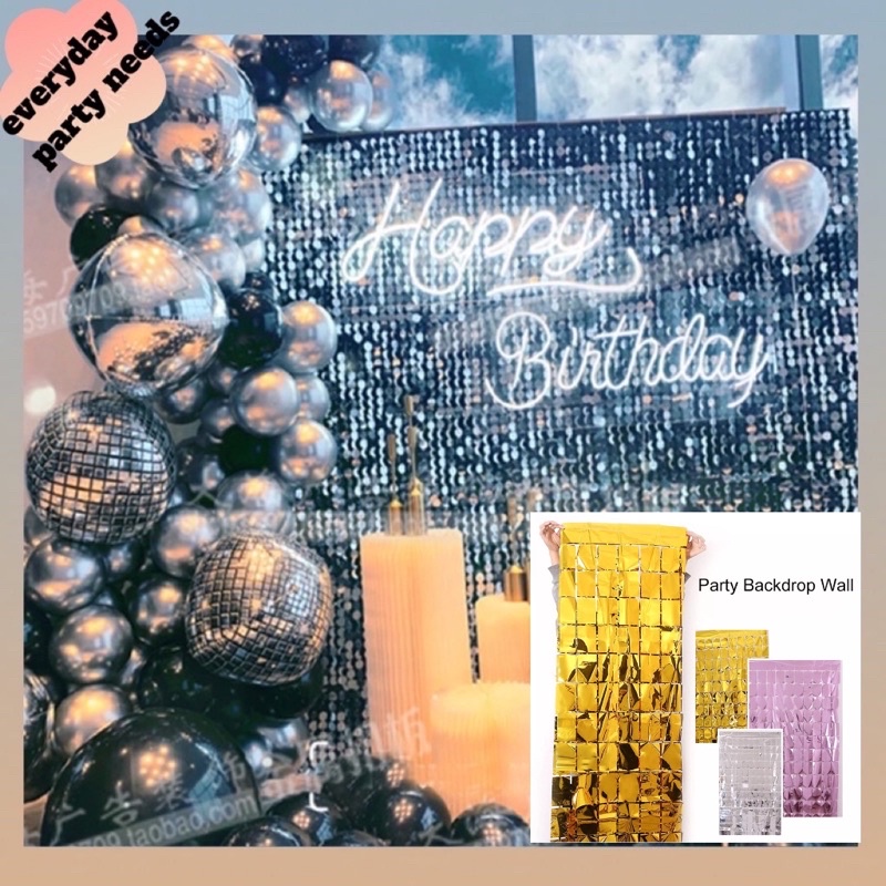 2meters Square Curtain Foil Curtain Backdrop Birthday Party Decorations