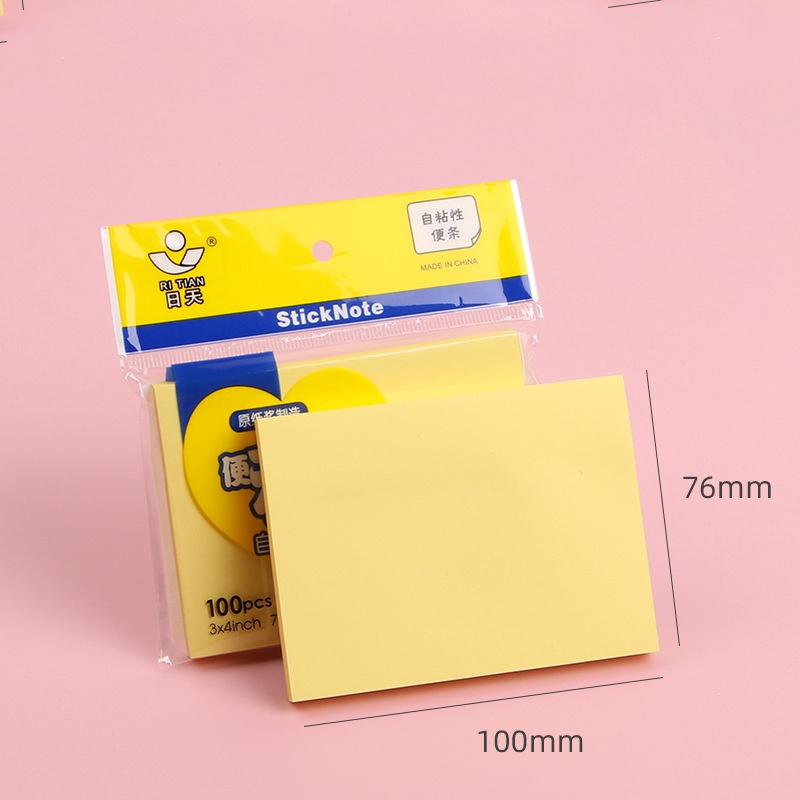 100 Sheets Sticky Notes Memo Pad 76*76mm /76*50mm /76*100mm Note Paper ...