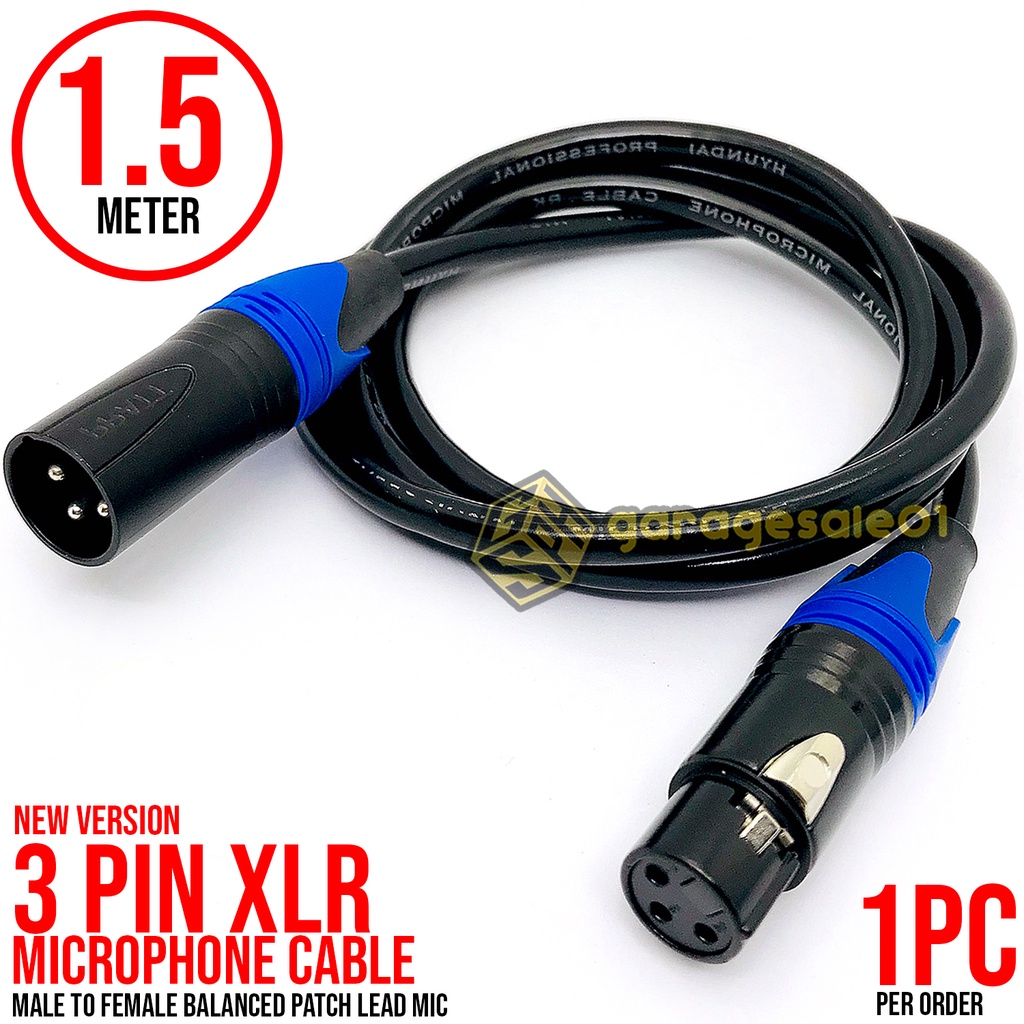 1.5 METERS】3-Pin DMX Version 2 Cable Male to Female XLR Mic Cable Plug ...