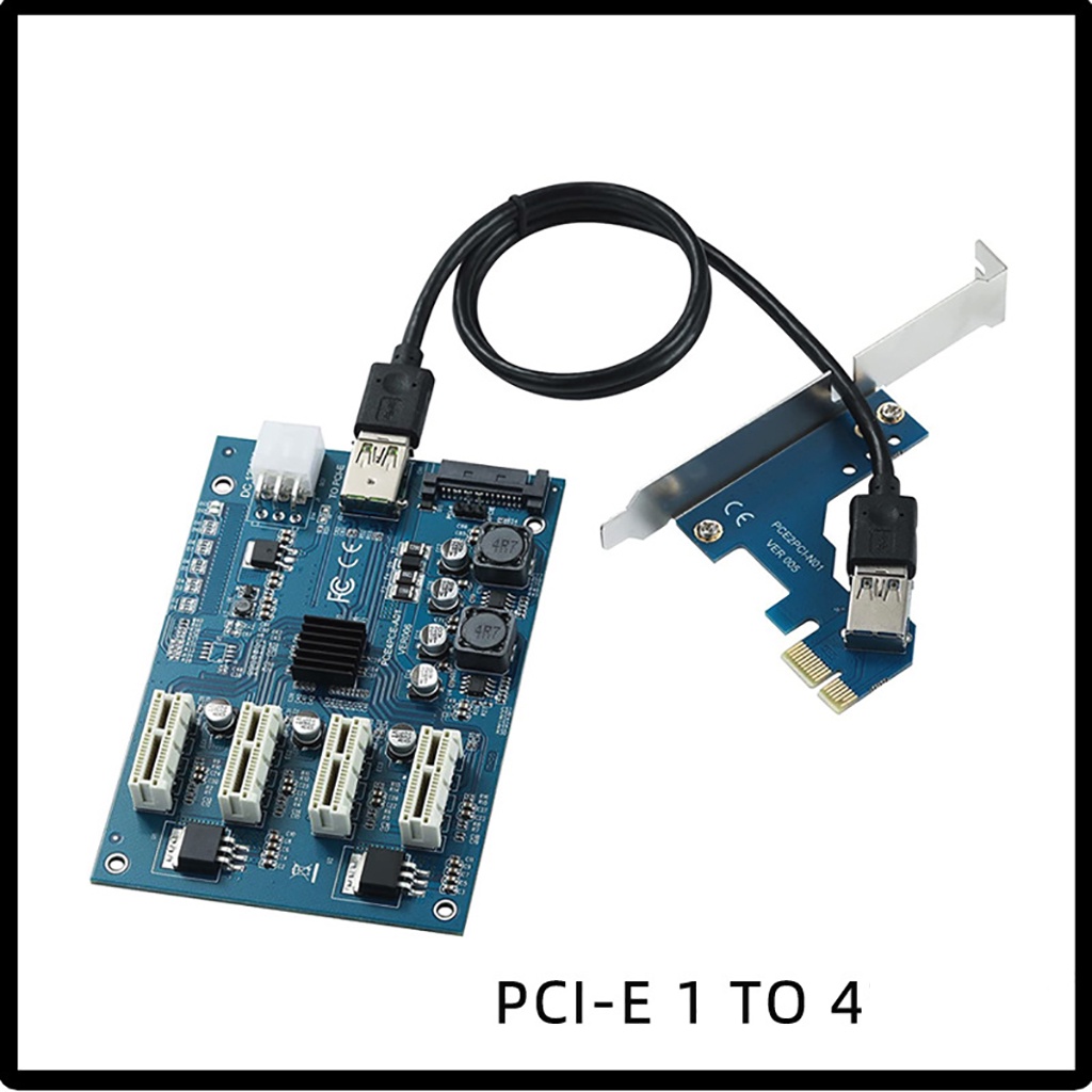 PCI-E 1X To PCIE 4 Slots Adapter Card PCI Express Expansion Riser Card ...