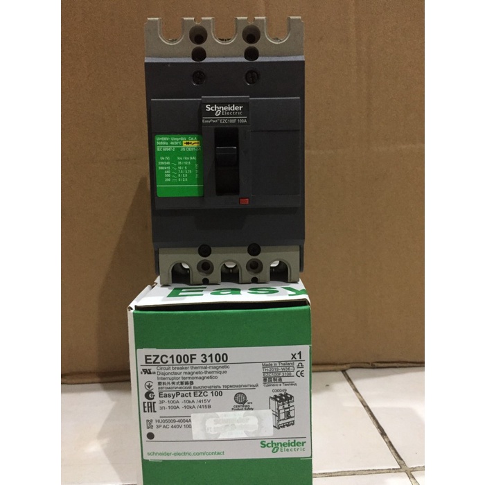 Mccb Ezc100F 100A/80A/75A/60A/50A/40A/30A/25A/20A/15A 3P Schneider ...