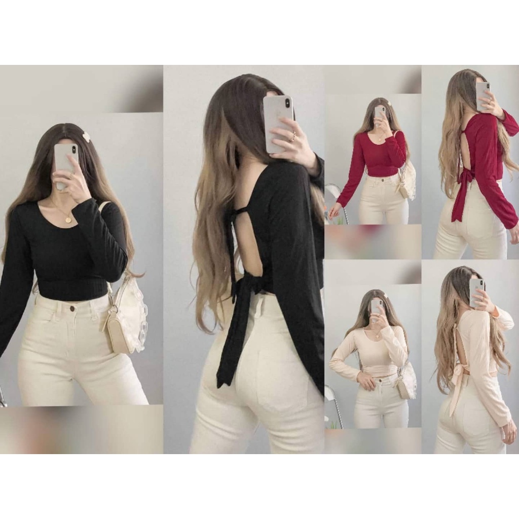 CARLOTA Sexy Backless Long Sleeves New Trendy Top Ally.Collection ...