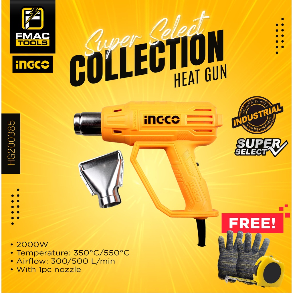 INGCO SUPER SELECT Industrial Heat Gun Hot Air 2000W HG2000385 ...