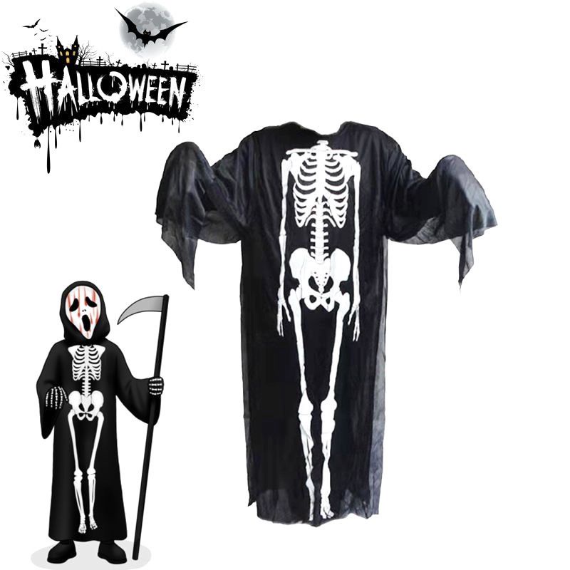 Skull Skeleton Ghost Cosplay Costume Adults Kids Halloween Carnival ...