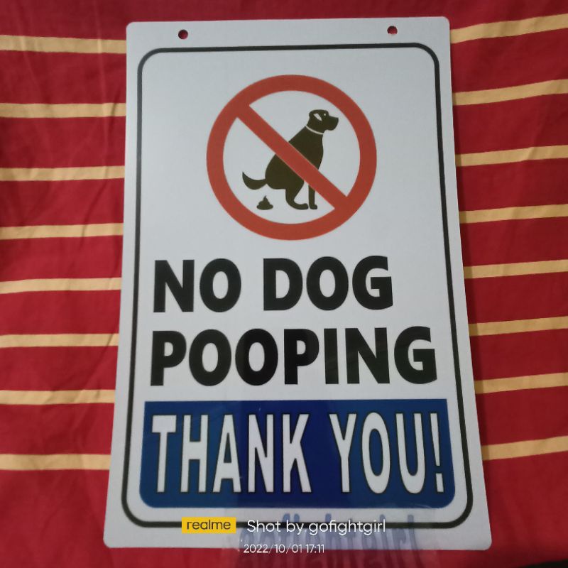 No Dog Pooping BLUE Signage PVC Plastic (Like ID) 7.8x11 inches. For ...