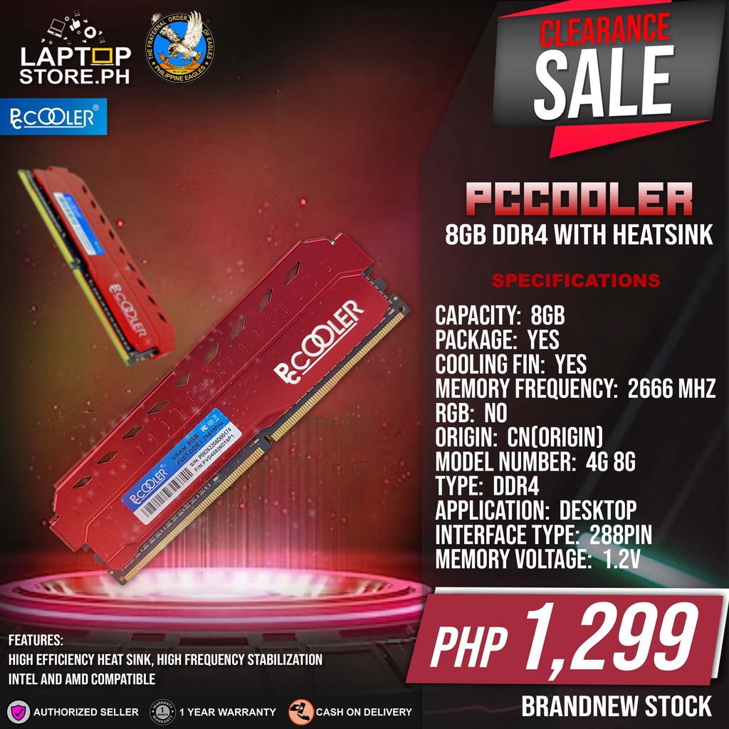 PC COOLER MEMORY 8GB DDR4 FOR DESKTOP with Heatsink | Shopee Philippines